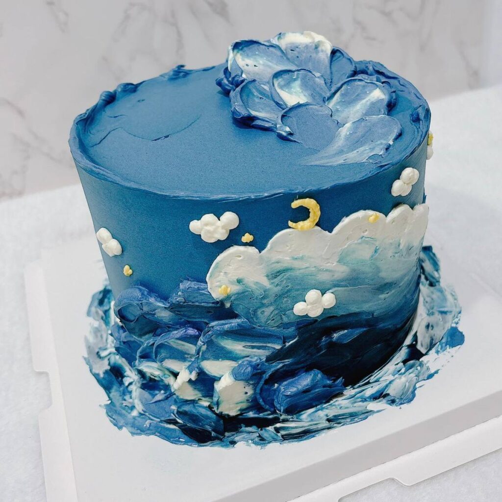 Blue wave ocean cake
