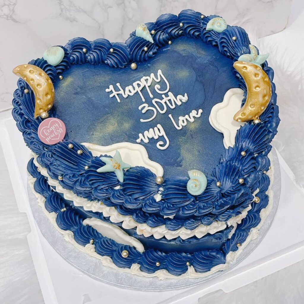 Navy Blue Moon Cake